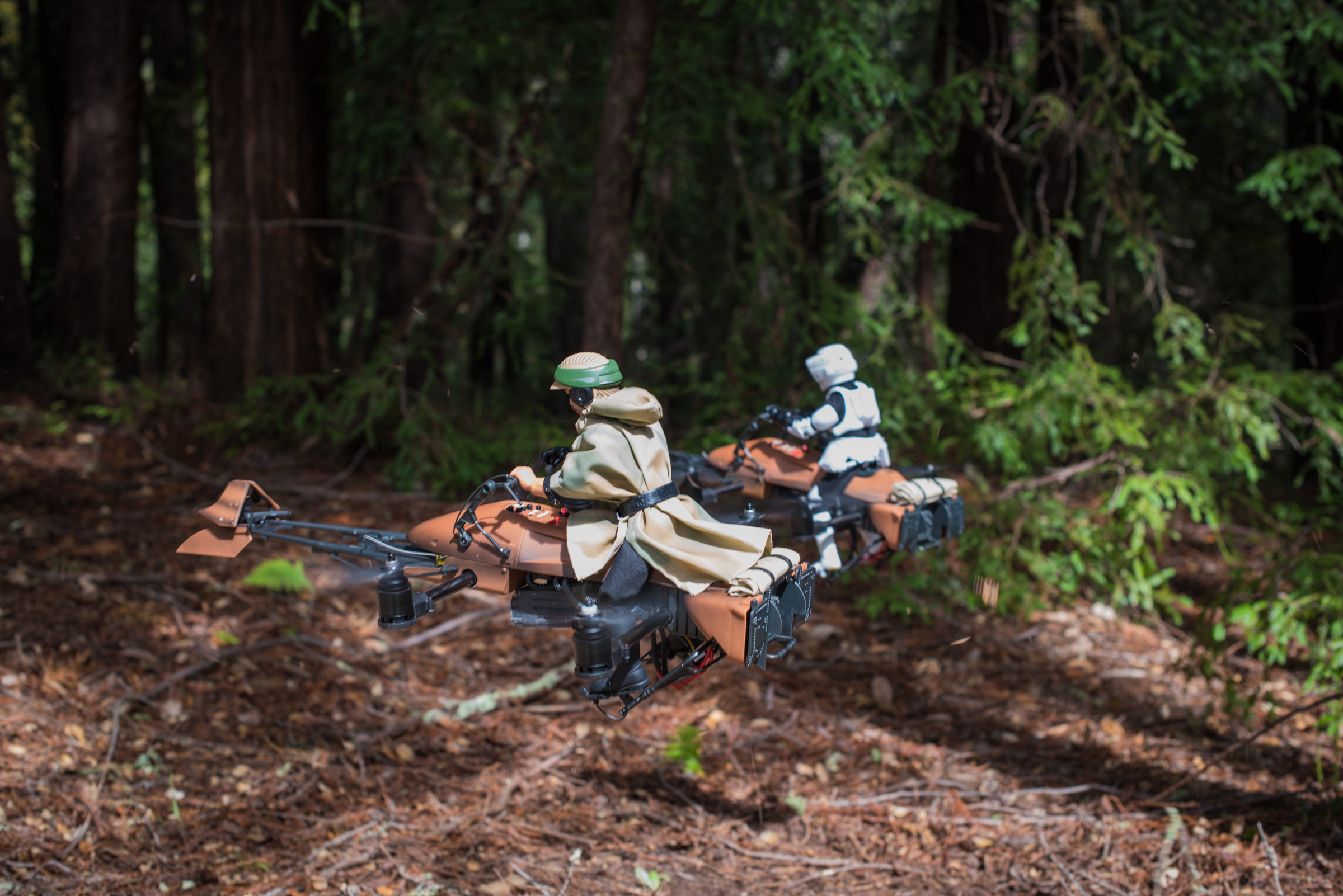 Skywalker vs. Stormtrooper: Endor Speeder Bike Quadcopter Battle - Make: